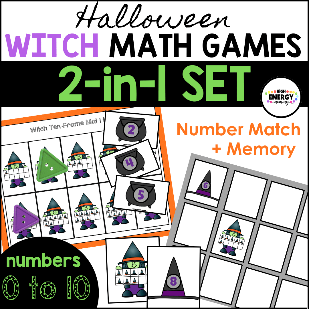 Halloween Roll and Match Number Game for Preschool • High Energy Mommy