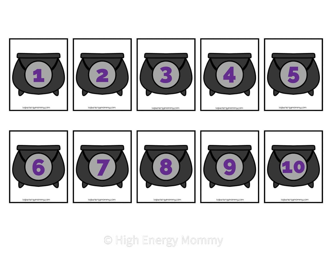 Halloween Roll and Match Number Game for Preschool • High Energy Mommy