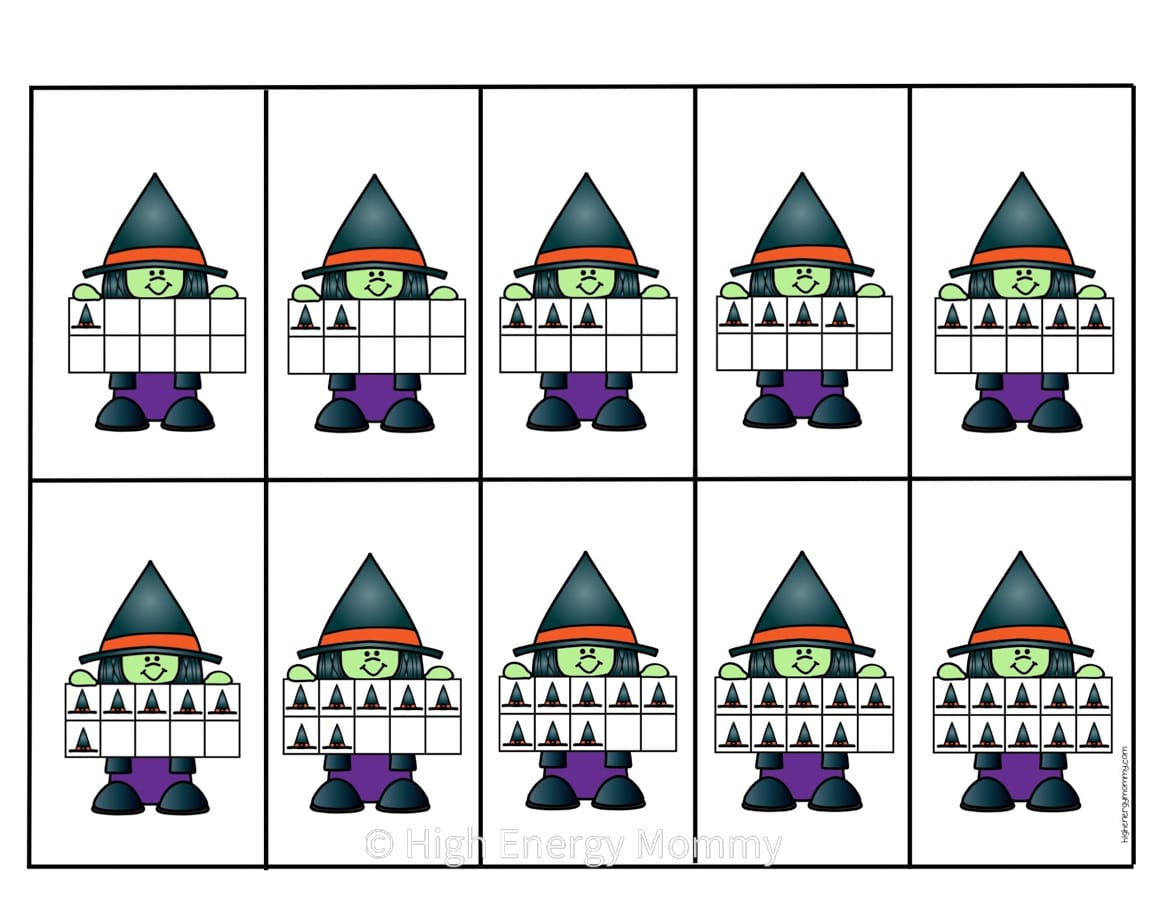 Halloween Roll and Match Number Game for Preschool • High Energy Mommy