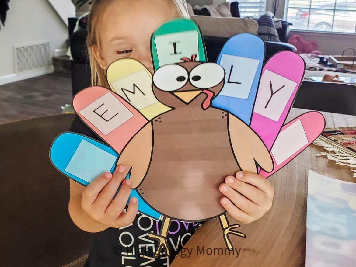 Turkey Feather Name Practice Activity • High Energy Mommy